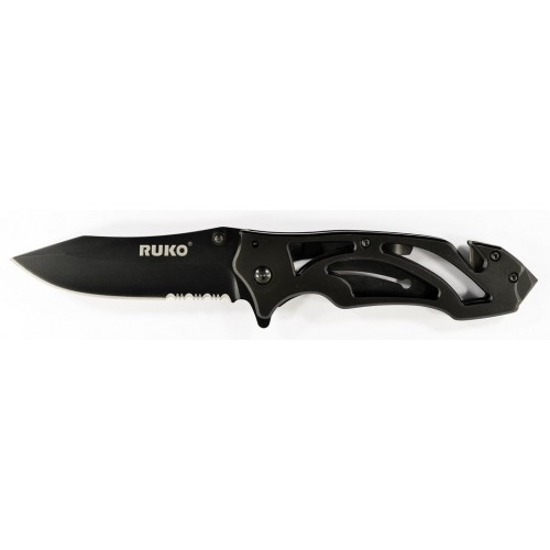 RUKO RESCUE FOLDING KNIFE STEEL HANDLE 3-3/8" DP BLADE - Mel's Outdoors